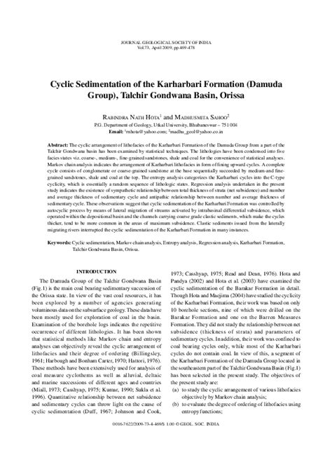 Pdf Cyclic Sedimentation Of The Karharbari Formation Damuda Group