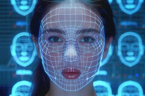 Facial Recognition Of A Womans Face Premium Ai Generated Image