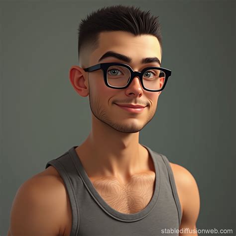 Thin Brown Man With Glasses And Buzzcut Stable Diffusion Online