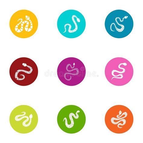Serpent Icons Set Flat Style Stock Vector Illustration Of Equipment