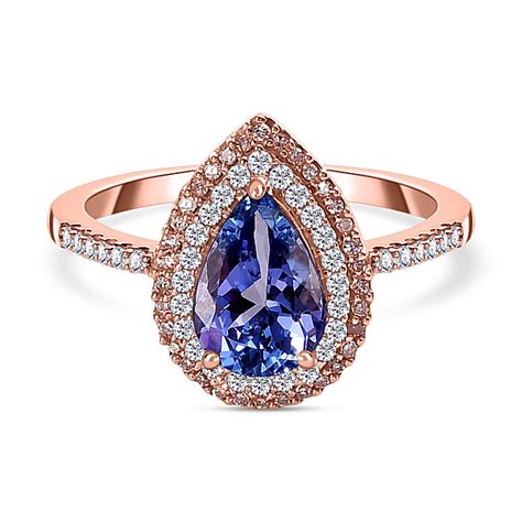 9k Rose Gold Premium Tanzanite Pink Diamond And White Diamond Ring 15