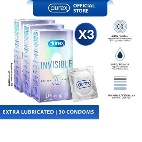 Durex Invisible Extra Lubricated Condoms Thinnest Extra Lubricant