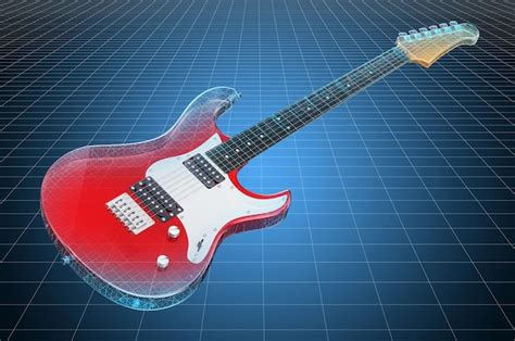 Premium Photo Visualization 3d Cad Model Of Electric Guitar Blueprint
