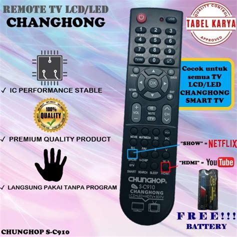 Promo REMOTE REMOT TV LCD LED CHANGHONG ANDROID SMART TV NETFLIX MULTI Diskon Di Seller Tang