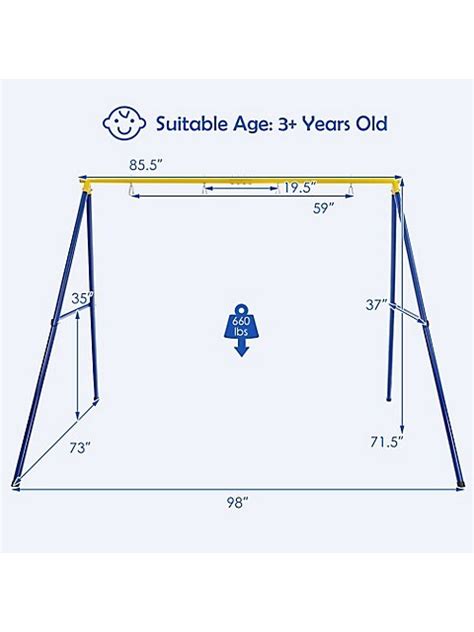 Costway 660 Lbs Heavy Duty Metal Swing Frame Extra Large Swing Stand
