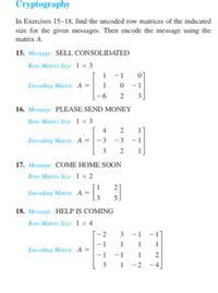 Answered In Exercises Find The Uncoded Row Matrices Of The Indicated Size For The Given