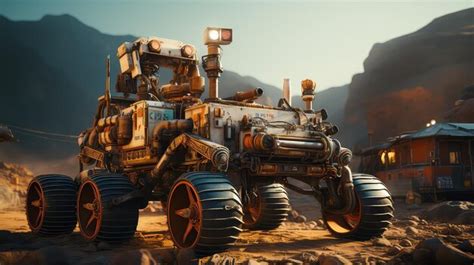 Premium Ai Image Mars Rover Exploring The Red Martian Terrain Cgi