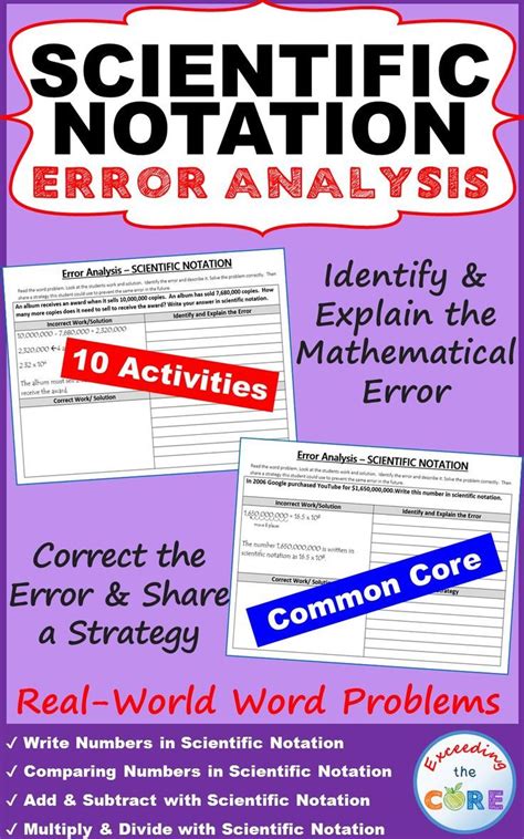 Scientific Notation Word Problems Error Analysis Find The Error