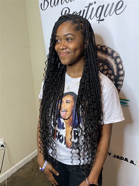 Knotless Goddess Box Braids Girls Hairstyles Braids Braids With Curls Curled Hair With Braid