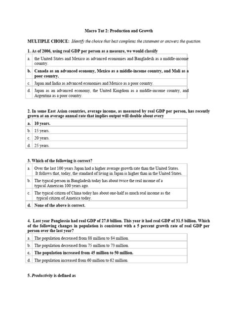 Macro Tut 2 With Ans 3 Pdf Economic Growth Gross Domestic Product
