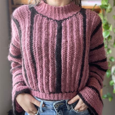 Oversized Cropped Crochet Sweater With Ribbing Video Tutorial