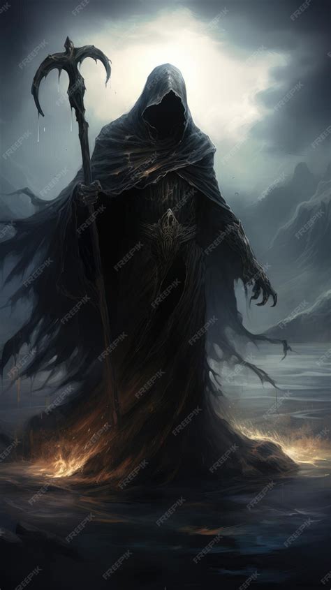 Premium Photo Grim Reaper The Iconic Figure Of Death Shrouded In