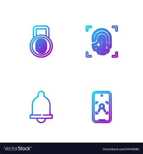 Set Line Mobile And Face Recognition Motion Vector Image