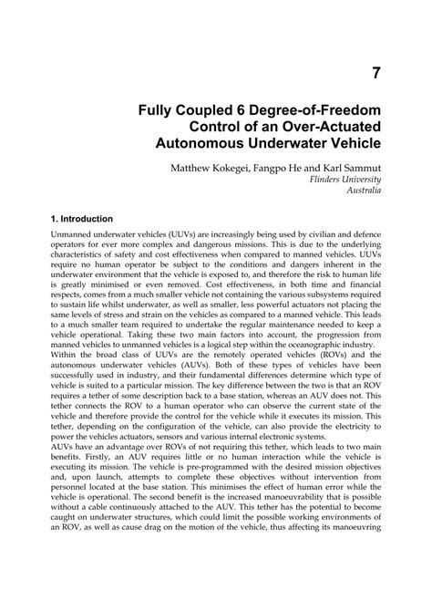 Pdf Fully Coupled 6 Degree Of Freedom Control Of An Over Actuated