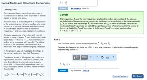 Solved Normal Modes And Resonance Frequencies Submit My