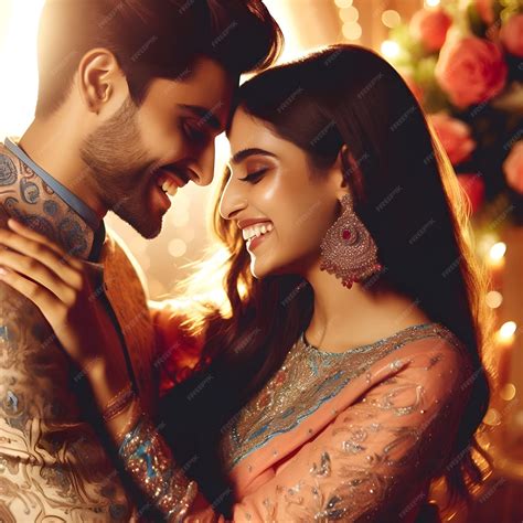 Indian Couple In Traditional Attire Enjoying A Moment Together During