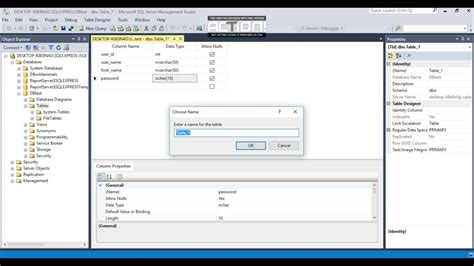 New Database New Table Insert Data Sql Server 2016 Youtube