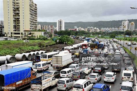 Traffic Jam On Sion Panvel Highway After The Rain At Kharghar On
