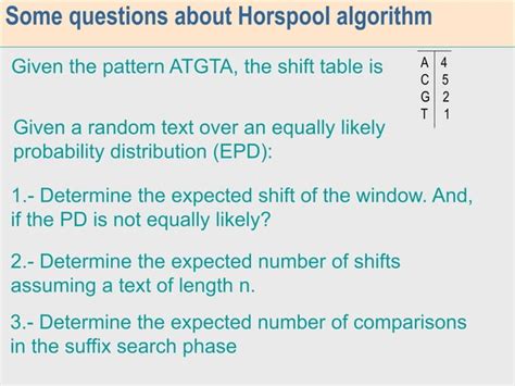 Horspool Algorithm In Design And Analysis Of Algorithms In Vtu Ppt
