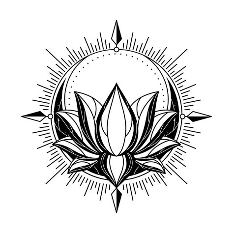 Monochrome Floral Lotus Logo Design For Tattoo Corporate Or Company