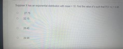 Solved Suppose X Has An Exponential Distribution With Mean Chegg Com