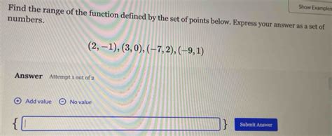 Solved Show Examples Find The Range Of The Function Defined By The Set