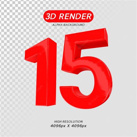 Premium Psd Number 15 3d Render
