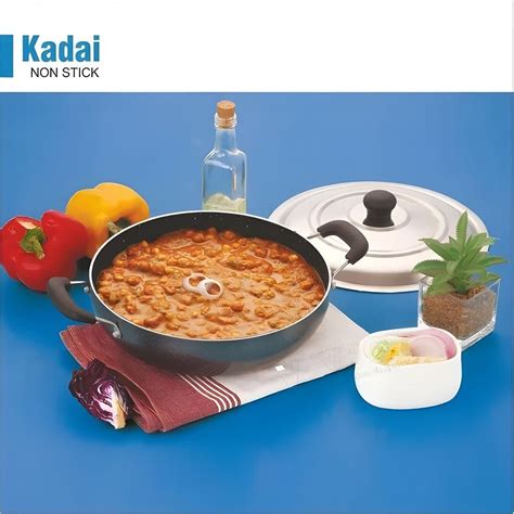 Spatter SS 24cm Induction Kadhai Non Stick 2 Litre With Steel Lid