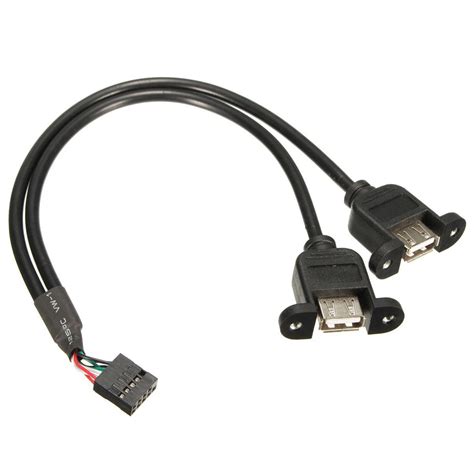9 Pin To Dual Usb 20 Type A Female Header Adapter Cable Motherboard