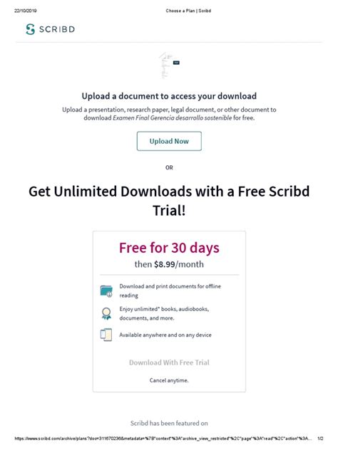 Get Unlimited Downloads With A Free Scribd Trial Pdf