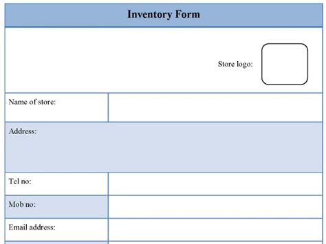 Inventory Form Template Editable PDF Forms