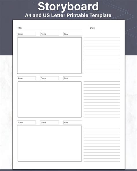Storyboard Printable Template Digital Collage Template And Youtube