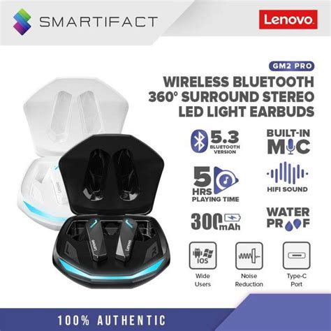 Lenovo Thinkplus Gm Pro Gaming Earphones Bluetooth Tws Hd Stereo Low Latency With Mic Music