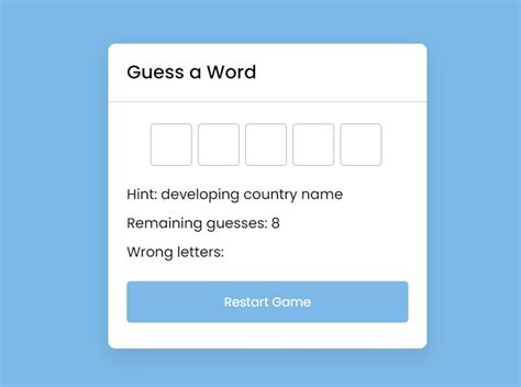 Guess a Word using HTML&CSS in VanillaJS with Source Code | SourceCodester