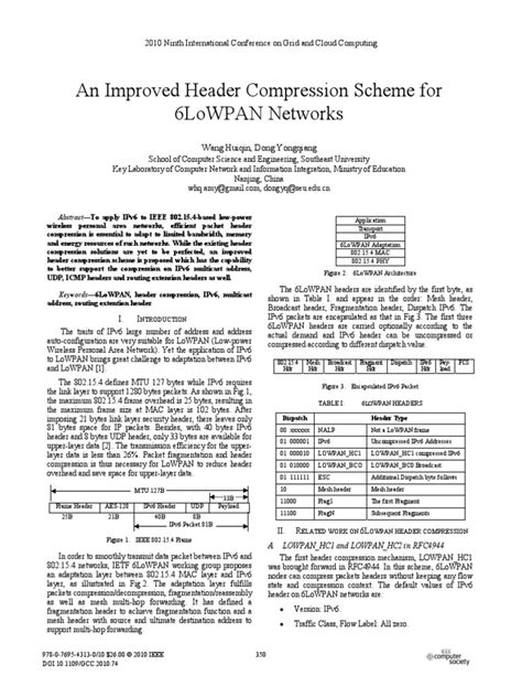 An Improved Header Compression Scheme For 6lowpan Networks Pdf I