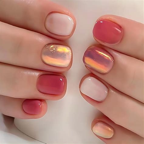 Extra Short Press On Nails Pink Square Fake Nails Acrylic