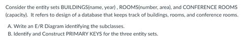 Solved Consider The Entity Sets Buildingsname Year