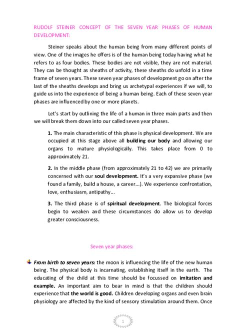 Doc Rudolf Steiner Concept Of The Seven Year Phases Of Human Development