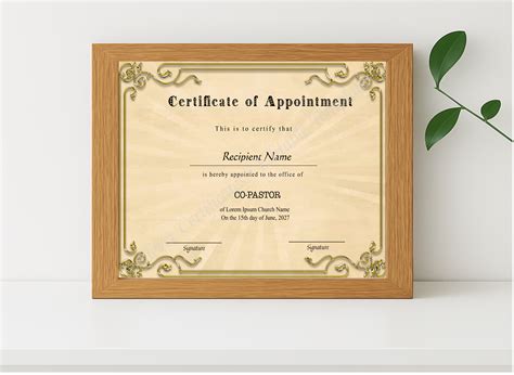 Editable Appointment Certificate Customizable Ordination Certificate
