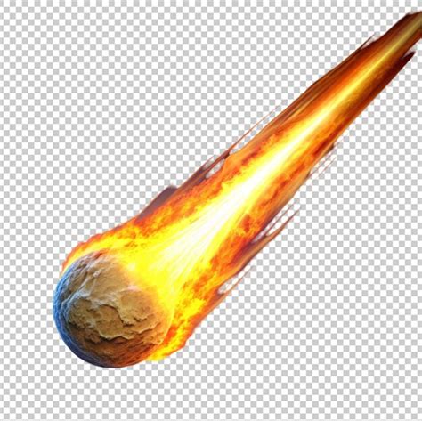 Flying Meteor Or Asteroid Fireball Comet With A Fire Premium Ai