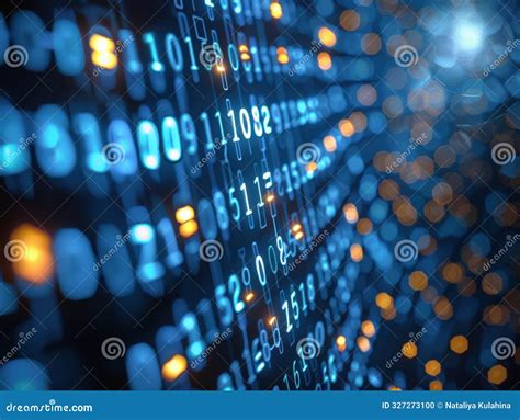 A Digital Display Of Binary Code With Glowing Blue And Orange Lights