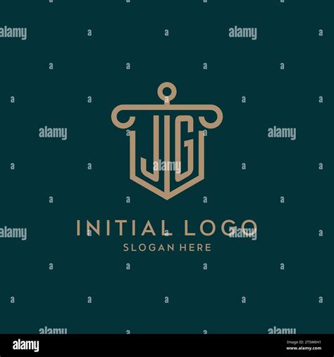 Jg Monogram Initial Logo Design With Shield And Pillar Shape Design Stock Vector Image And Art Alamy