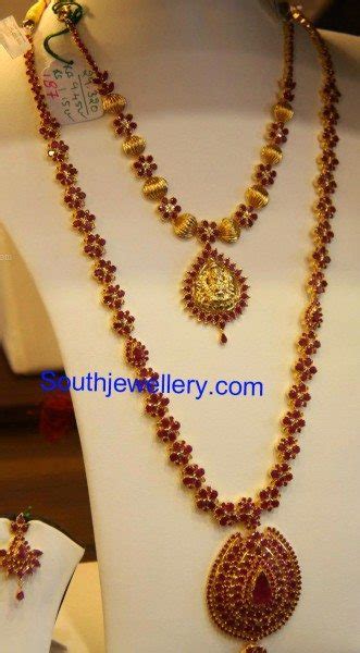 Floral Ruby Necklace And Haram Indian Jewellery Designs
