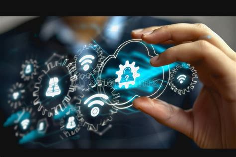 A Person Interacting With A Digital Cloud Interface Symbol Icon