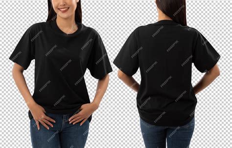 Premium Psd Young Woman In Black Oversize T Shirt Mockup Cutout Psd File