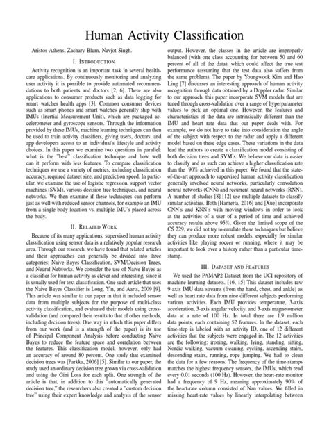 Human Activity Classification Pdf Cross Validation Statistics Machine Learning