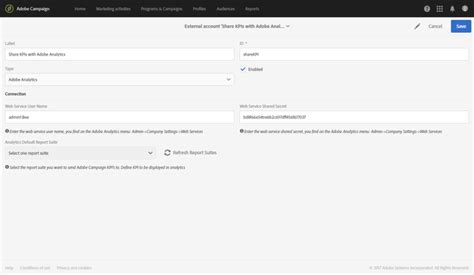 Campaign Analytics 통합 구성 Adobe Campaign
