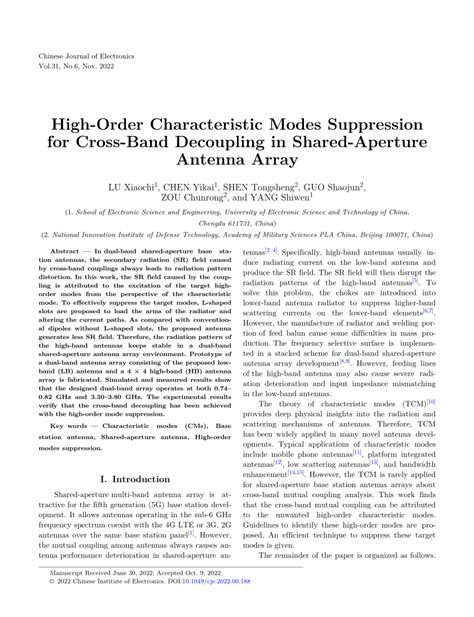 Pdf High‐order Characteristic Modes Suppression For Cross‐band Decoupling In Shared‐aperture