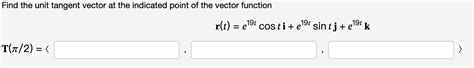 Solved Find The Unit Tangent Vector At The Indicated Point Chegg Com