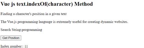 Vue Js Extract Index Of String In Vue Js Find The Position Of A Specific Character In A String